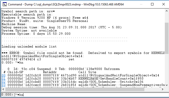 Dumping Call Stacks – ORDER BY (SELECT NULL)